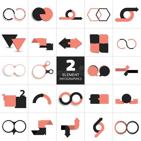 Mega Set Of Two Element Infographics Two Step Charts Schemes Stock