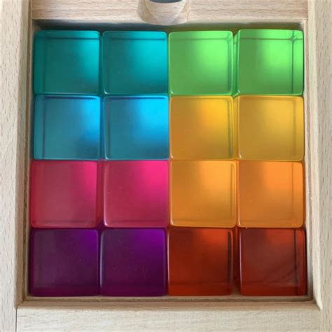 Lucite Cubes 16 Bright Blocks With Tray Primary Toys