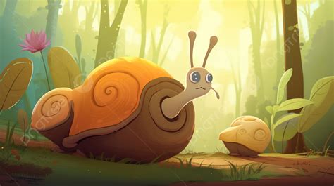 숲에서 움직이는 달팽이 달팽이 그림 만화 배경 일러스트 및 사진 무료 다운로드 Pngtree