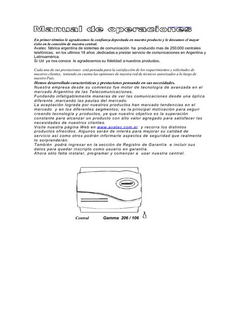 Manual Programacion De La Central Pdf Teléfono Fax