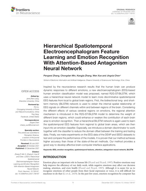 Pdf Hierarchical Spatiotemporal Electroencephalogram Feature Learning