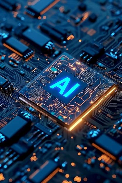 Premium Ai Image 3d Ai Letter Connected To Technology Chip Cpu Network Computer Internet Concept