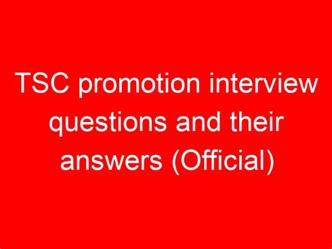 Tsc Promotion Interview Questions And Their Answers Official