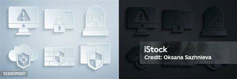 Set Shield With Brick Wall Flasher Siren Cloud And Shield Browser