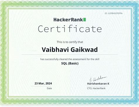 Vaibhavi Gaikwad On Linkedin Hackerrank Sql