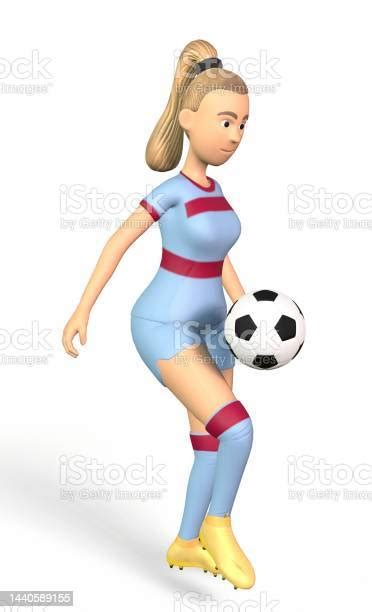 흰색 배경 3d 렌더링에 무릎을 꿇고 축구공을 저글링하는 십 대 소녀 기술에 대한 스톡 사진 및 기타 이미지 기술 러시아 발 Istock