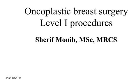 Pdf Oncoplastic Breast Surgery Level I Procedures
