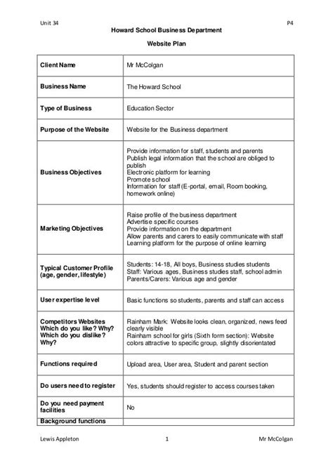 website specification