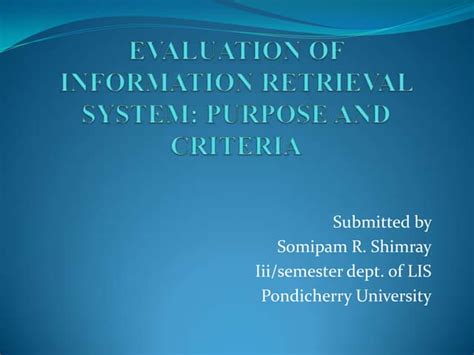 Information Storage And Retrieval System Isrs Pptx