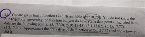 Solved 25 You Are Given That A Function F Is Differentiable Chegg Com
