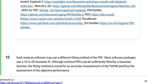 Common Software Packages For Psf Analysis With Their Characteristics