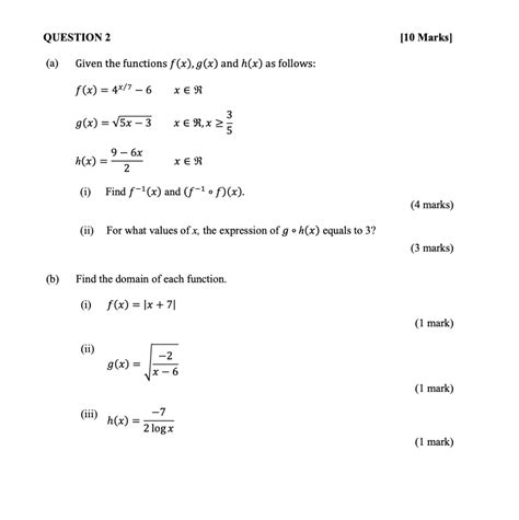 solved question 2 [10 marks] a given the functions f x