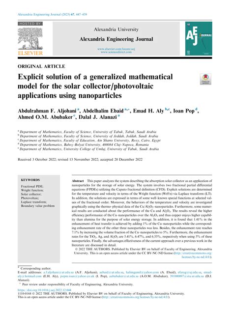 Pdf Explicit Solution Of A Generalized Mathematical Model For The Solar Collectorphotovoltaic