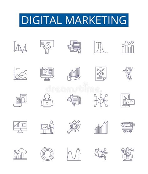 Digital Marketing Line Icons Signs Set Design Collection Of Digital Marketing Seo Social