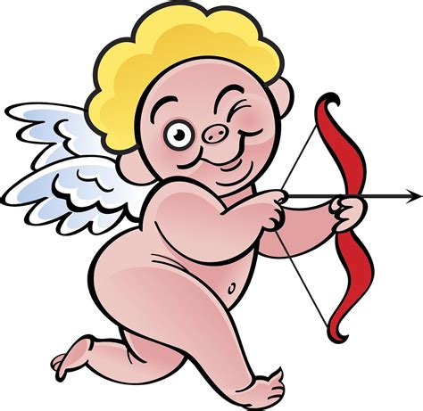 Happy Winking Naked Valentine Cupid Angel Cartoon Vinyl