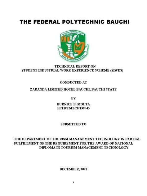 The Federal Polytechnic Bauchi Pdf Housekeeping Bed