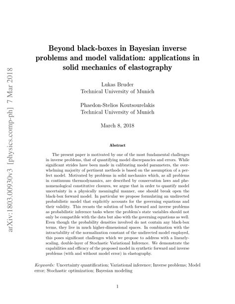 Pdf Beyond Black Boxes In Bayesian Inverse Problems And Model Validation Applications In