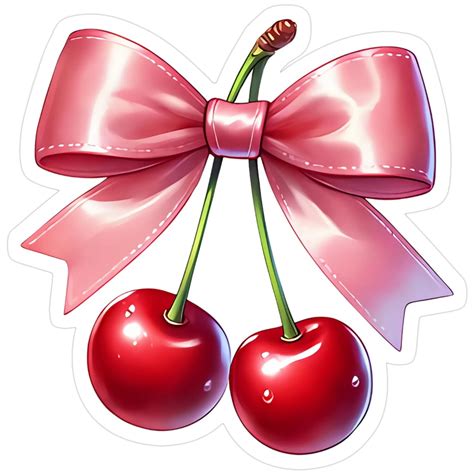 A0632 Cute Cherries With Pink Bow Adorable Decorative Accent Perfect