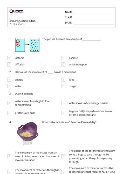 50 Osmosis And Tonicity Worksheets On Quizizz Free And Printable