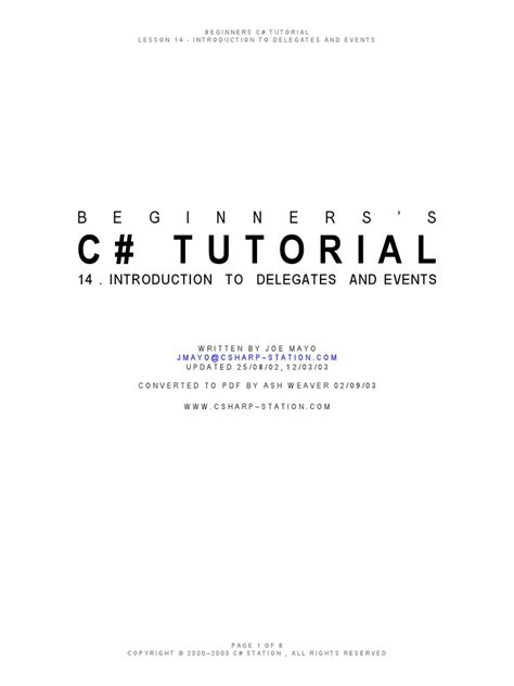 14 Introduction To Delegates And Events Pdf Method Computer Programming Class