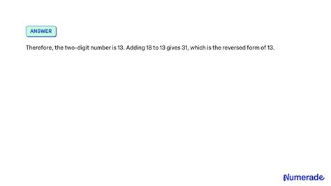 Solved A Two Digit Number Such That The Sum Of Its Digit Is 4 If 18