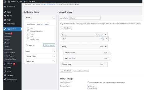 Cara Membuat Menu Dan Sub Menu Di Wordpress