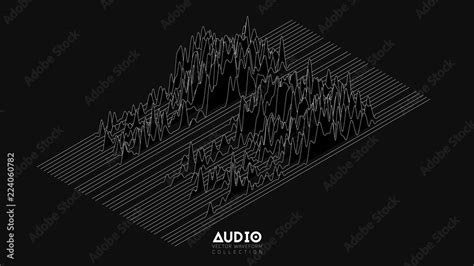 Vector 3d Echo Audio Wavefrom Spectrum Abstract Music Waves Oscillation Graph Futuristic Sound