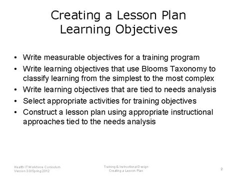Training Instructional Design Creating A Lesson Plan This