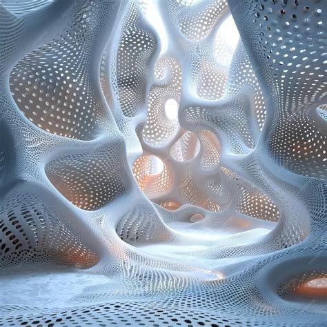 Premium Photo Futuristic Organic Architecture Interior With Parametric Design
