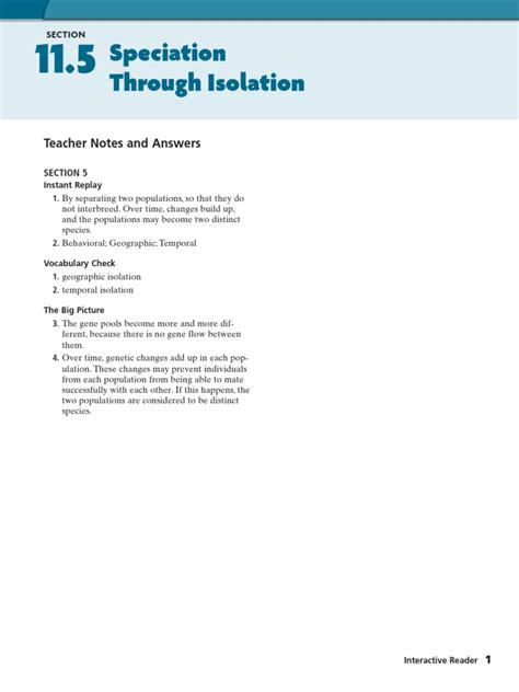 Speciation Through Isolation Teacher Notes And Answers Pdf Species Gene