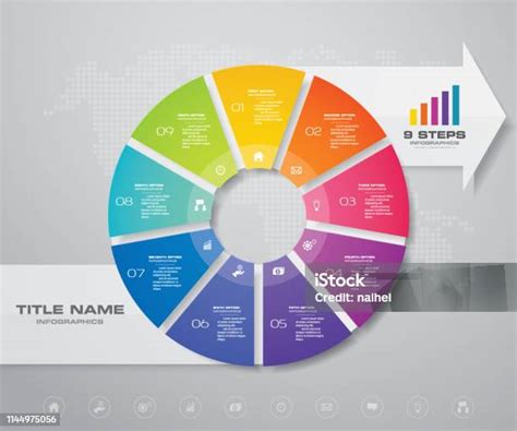 현대 9 단계 원형 차트 화살표 인포 그래픽 디자인 요소와 원형 차트 0명에 대한 스톡 벡터 아트 및 기타 이미지 0명 개념 Istock