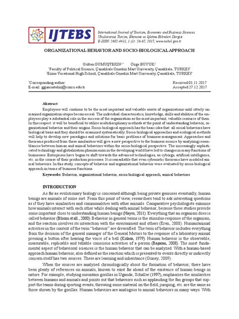 Organizational Behavior And Socio Biological Approach 379273 405027 Pdf Cybernetics
