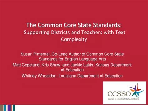 Ppt The Common Core State Standards Supporting Districts And Teachers With Text Complexity
