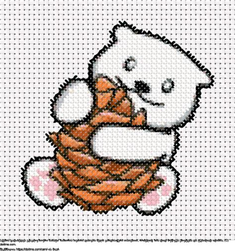 უფასო სქემა საყვარელი პატარა თეთრი დათვის ბელი მუწუკს ეხუტება ჯვრებად ქარგვისთვის