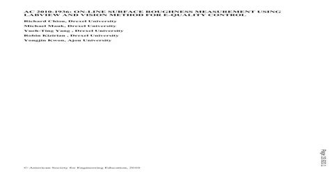 Download Pdf On Line Surface Roughness Measurement Using Surface Roughness Measurement Using