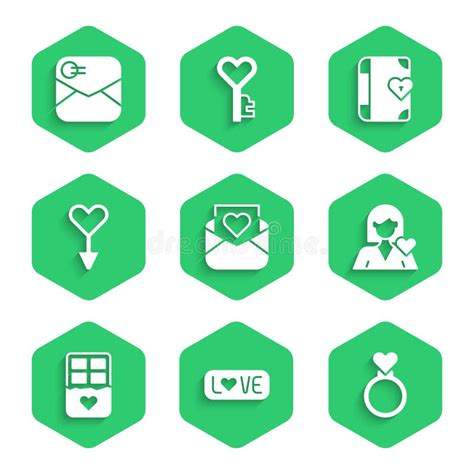 Set Envelope With Valentine Heart Love Text Wedding Rings Romantic Girl Chocolate Bar