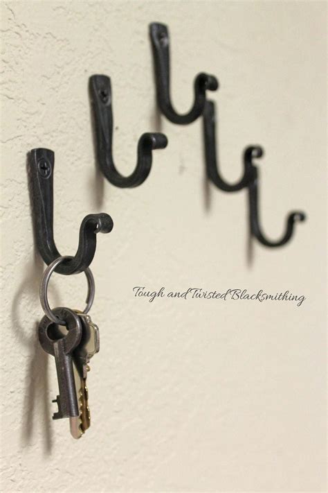Small Iron Hooks Key Hooks Black Metal Hooks Steel Hooks Blacksmith Made Etsy