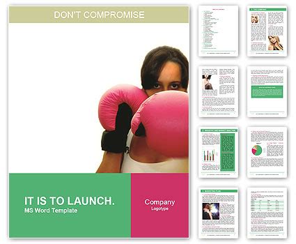 Pink Glove Wearing Female Boxer Exudes Sexiness Word Template Design ID