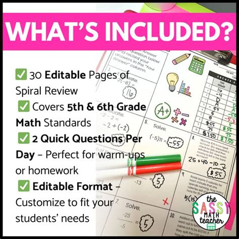 6th Grade Math Spiral Review Weekly Review Homework Math 6 Va Sols