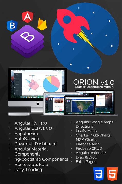 orion simple angular 4 bootstrap 4 firebase and material responsive