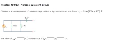 Solved Problem 10063 ﻿norton Equivalent Circuitobtain The