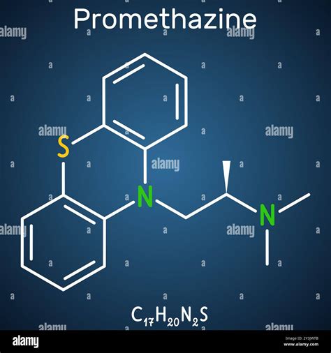 Promethazine Antihistamine Drug Molecule Structural Chemical Formula