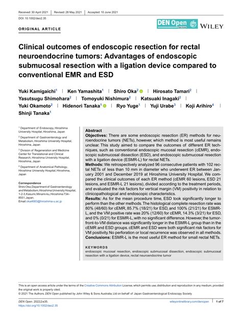 Pdf Clinical Outcomes Of Endoscopic Resection For Rectal Neuroendocrine Tumors Advantages Of