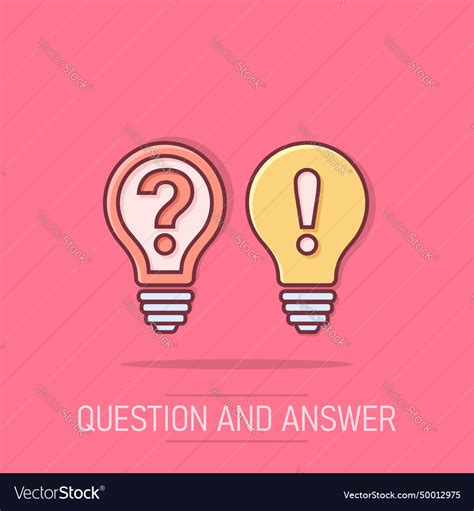 Problem Solution Icon In Comic Style Light Bulb Vector Image