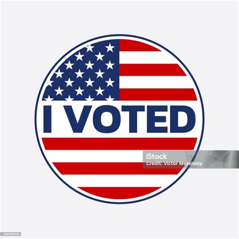 투표 아이콘 배지 또는 원 기호 미국 국기가 있는 스티커에 투표했습니다 투표 대통령 선거 운동 개념 미국 선거 디자인 요소 벡터 일러스트 레이 션입니다 Us