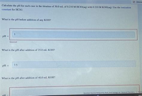 Solved Calculate The Ph For Each Case In The Titration Of Chegg Com