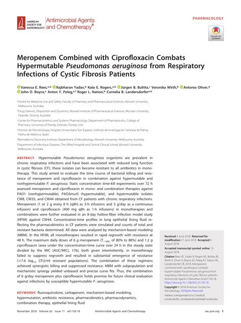 Meropenem Combined With Ciprofloxacin Combats Hypermutable Pseudomonas Aeruginosa From