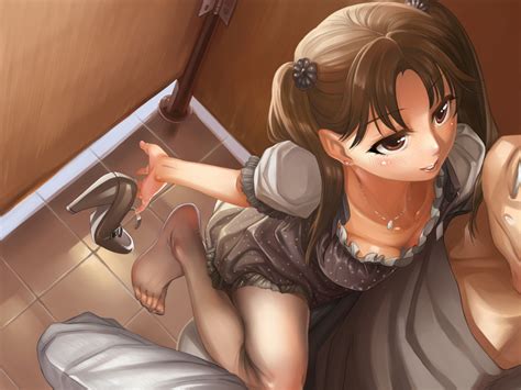 Rule 34 Bathroom Stall Dress Feet Femdom Heels Hugging Knee Between