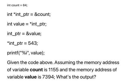 Solved Int Count 84 Int ∗ Intptr And Int Value