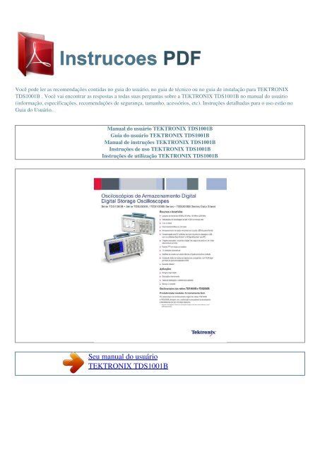 Manual Do Usuário Tektronix Tds1001b Instrucoes Pdf